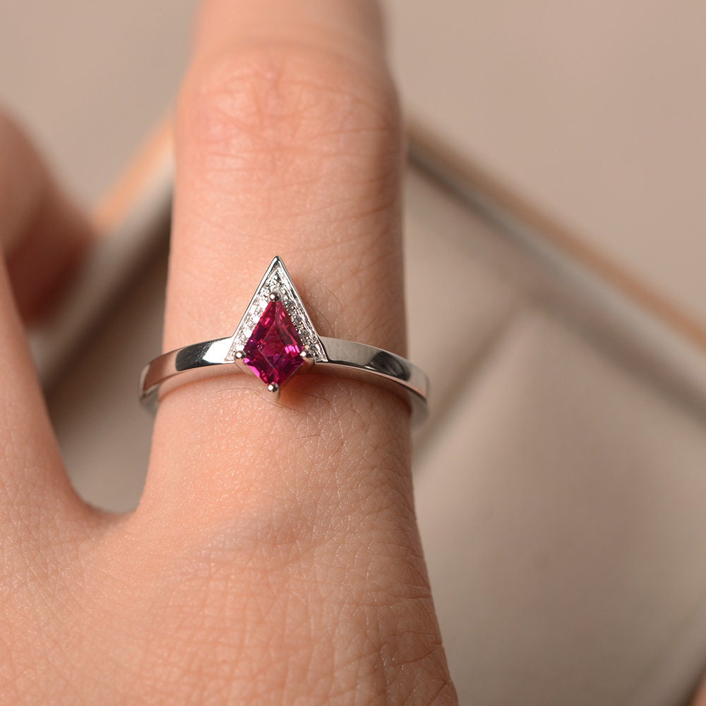 Red Ruby Ring Kite Engagement Ring Silver Wedding Ring July - Etsy