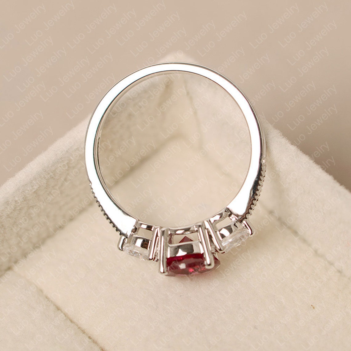 Red Ruby Ring Sterling Silver Engagement Ring for Women - Etsy