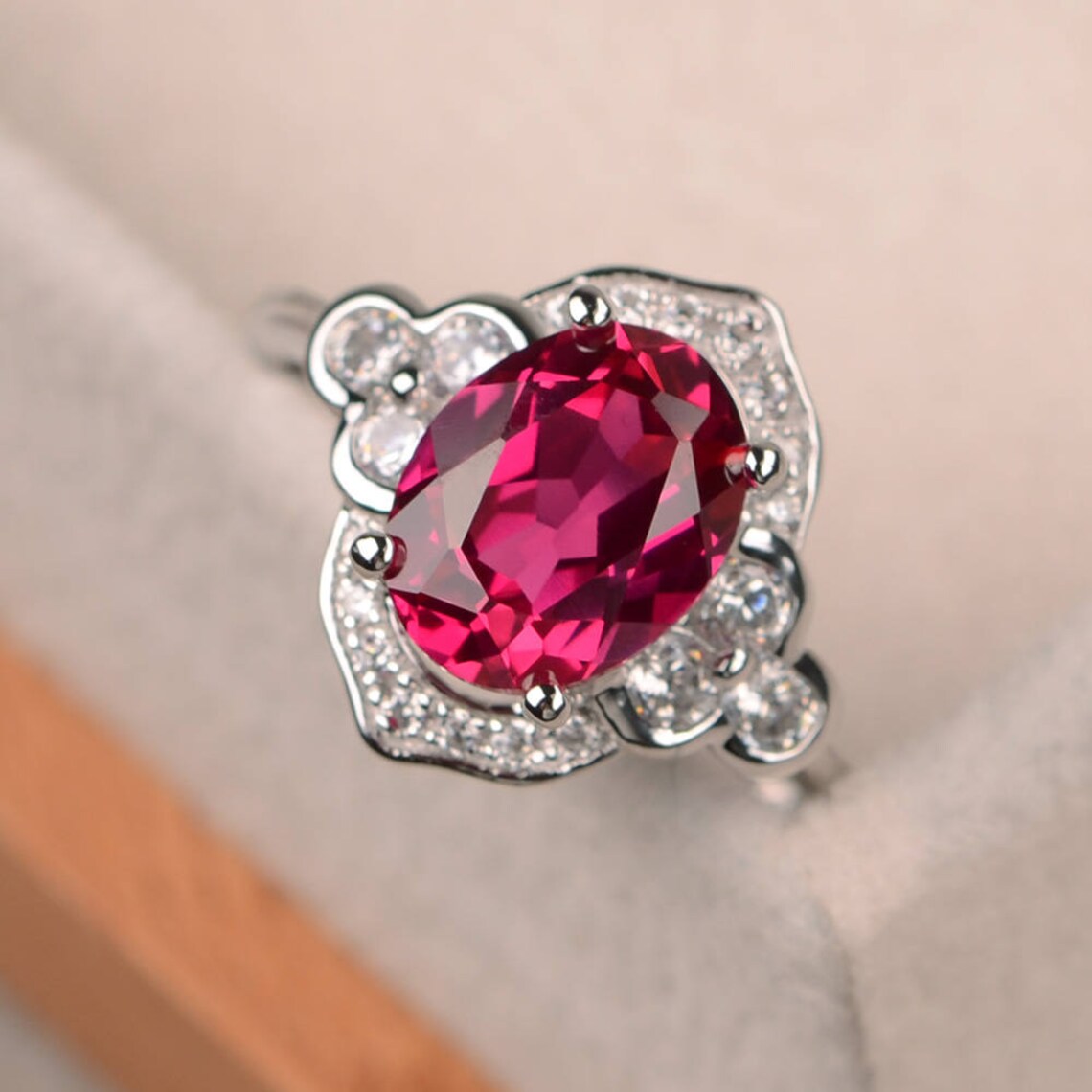 Oval Ruby Ring Ruby Engagement Rings Oval Ring Sterling - Etsy