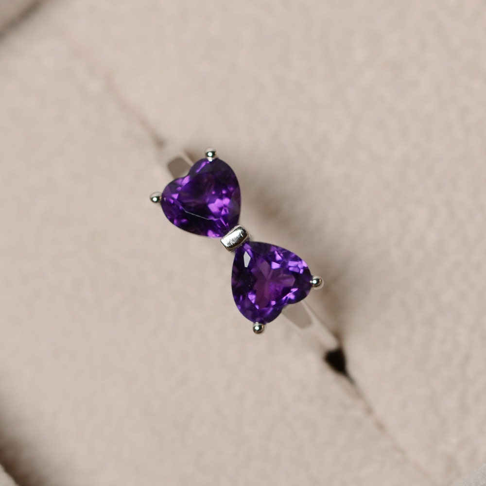 Natural purple amethyst ring engagement ring promise ring | Etsy