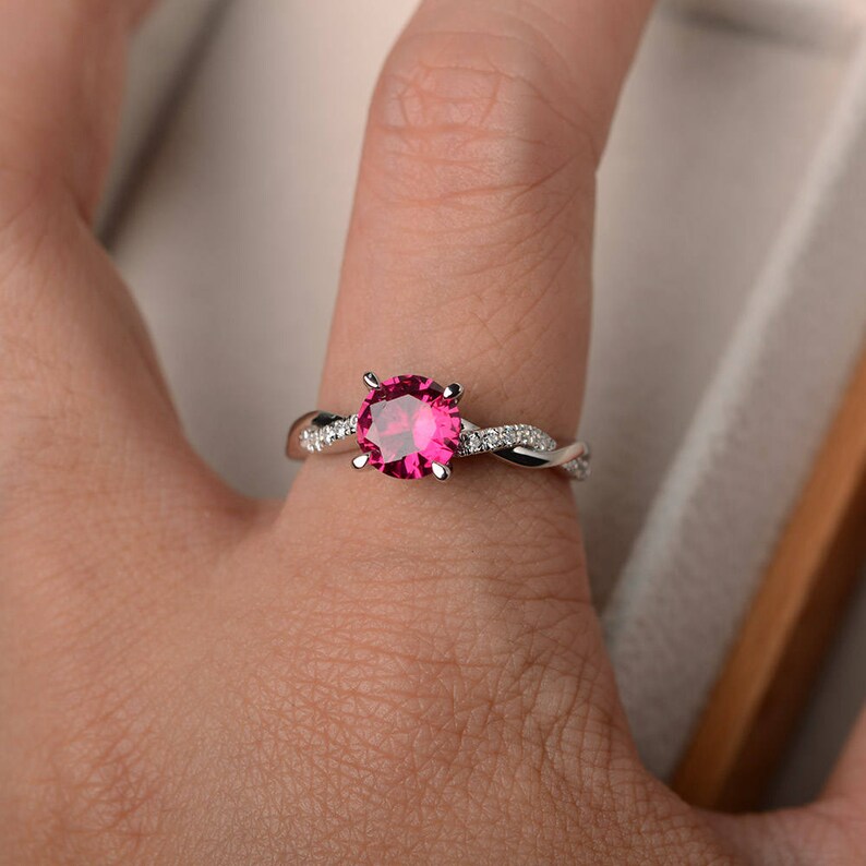 Ruby Promise Rings July Birthstone Round Cut Red Stone - Etsy