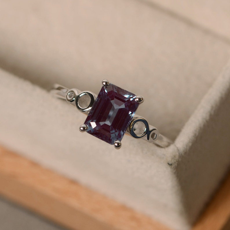 Lab Alexandrite Ring Sterling Silver Solitaire Rings | Etsy
