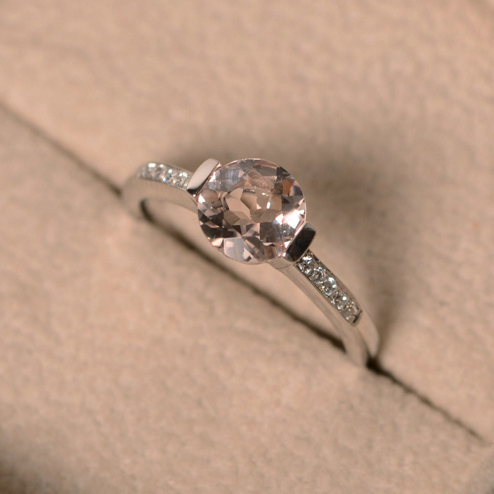 Natural Morganite Ring Engagement Ring Sterling Silver Pink | Etsy