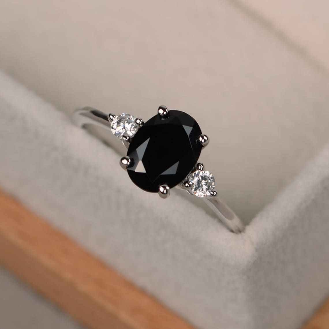 Black Spinel Ring Oval Shaped Engagement Ring Black Gemstone - Etsy