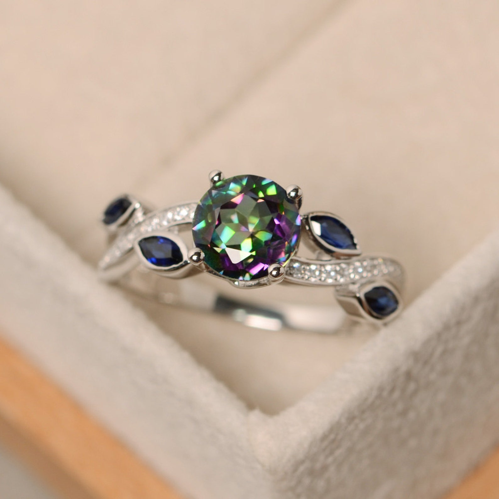 Mystic Topaz Ring Rainbow Topaz Sterling Silver Engagement Etsy