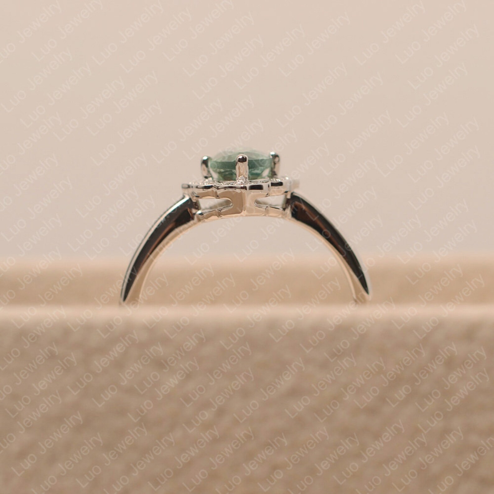 Lab Green Sapphire Ring White Gold Wedding Ring Marquise - Etsy