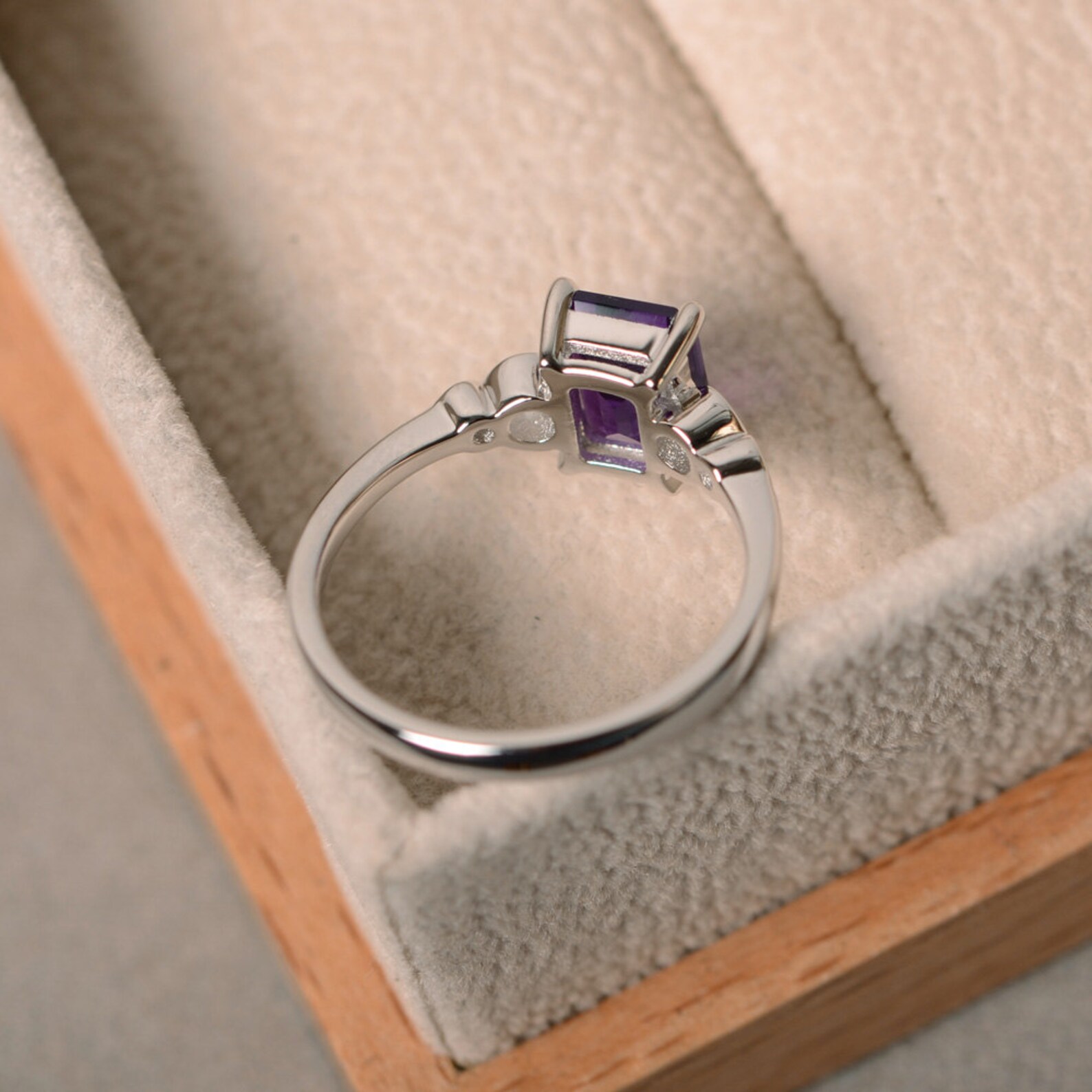 Natural amethyst ring purple amethyst gemstone solitaire | Etsy