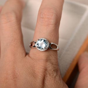 Blue Promise Rings, Natural Aquamarine Rings, Round Cut Gemstone ...