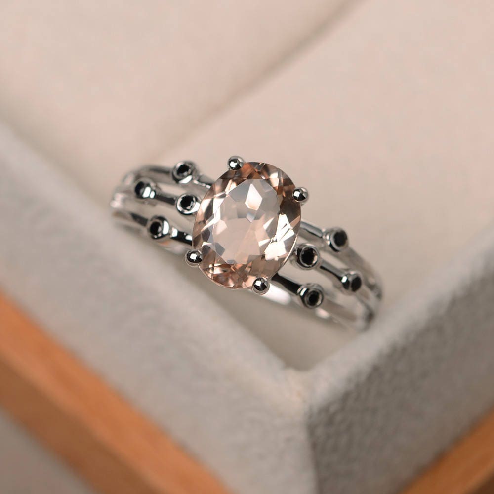 Natural morganite ring engagement ring oval cut pink | Etsy