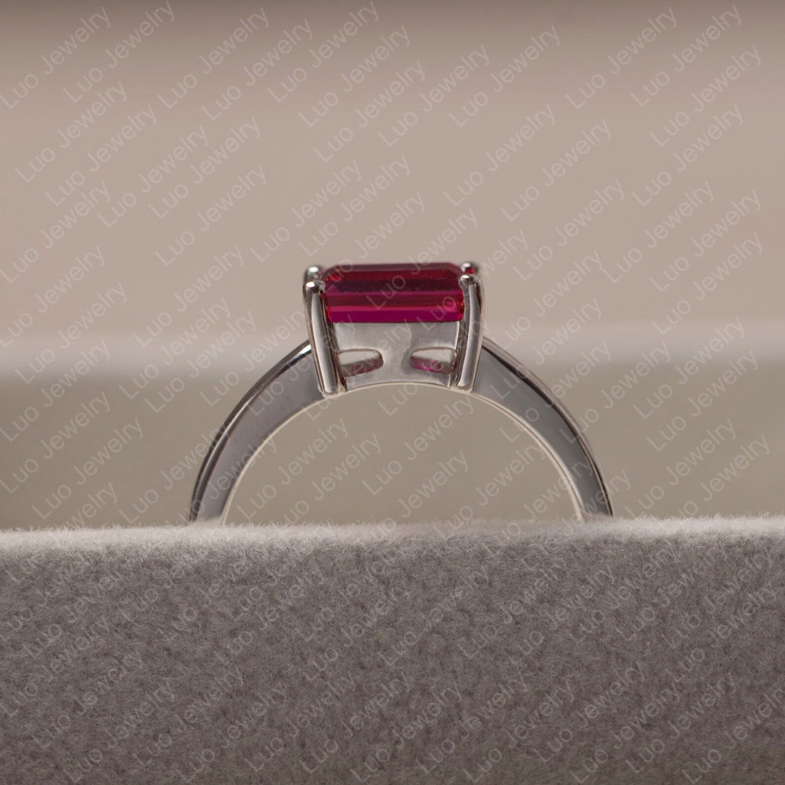 Red ruby ring white gold solitaire engagement ring emerald | Etsy