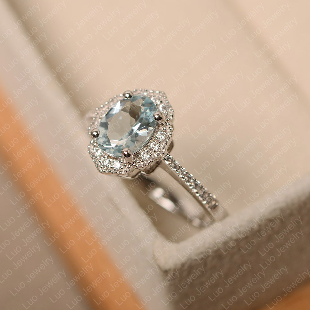 Aquamarine Ring Sterling Silver Engagement Ring for Women - Etsy