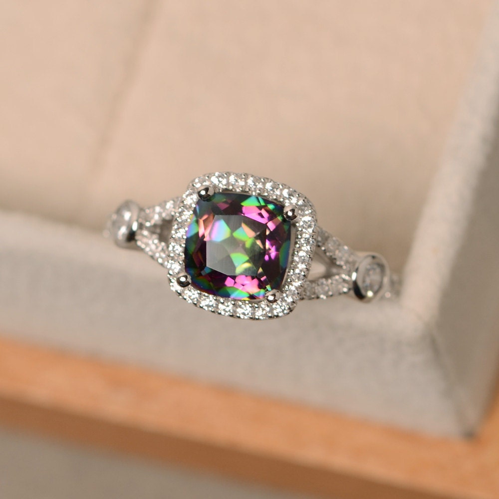 Mystic Topaz Ring Rainbow Topaz Ring Engagement Ring Etsy