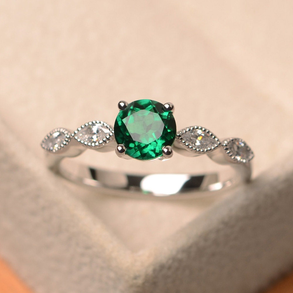 Emerald Ring Wedding Ring Green Emerald Ring May Birthstone - Etsy
