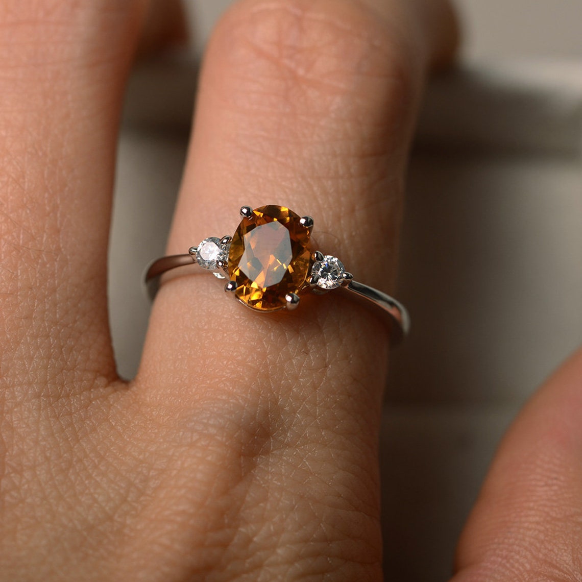 Citrine Ring Oval Quartz Sterling Silver Yellow Quartz - Etsy