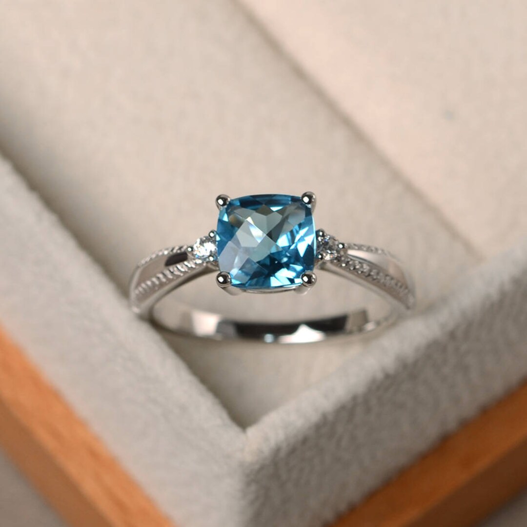 Unique Wedding Rings, Real Swiss Blue Topaz Rings, Solid Silver Rings ...