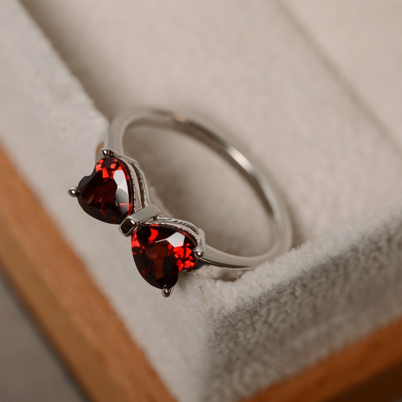 January Birthstone Natural Garnet Ring Red Gemstone - Etsy