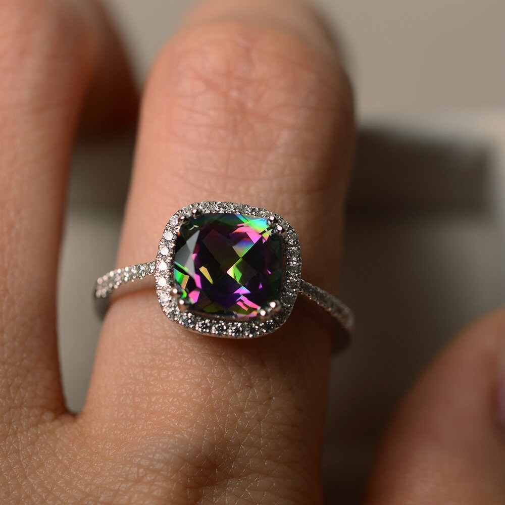 Mystic Topaz Rings Rainbow Mystic Topaz Sterling Silver Etsy