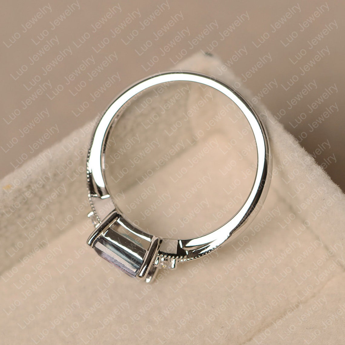 Lab Alexandrite Ring Color Changling Stone Ring Emerald Cut - Etsy