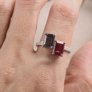 Alexandrite and Ruby Ring,toi et moi ring, Sterling Silver, Custom 2 ...