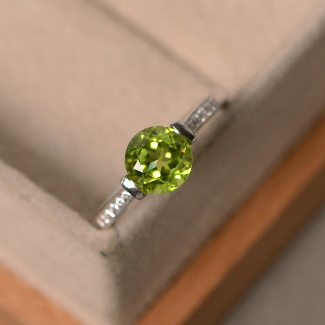 Natural Peridot Ring, August Birthstone, Sterling Silver, Engagement ...