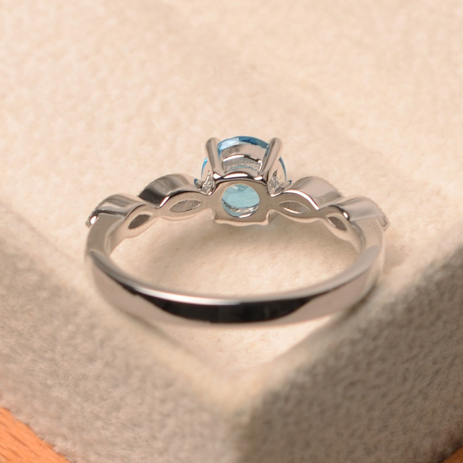 Swiss Blue Topaz Ring Sterling Silver Ring Brilliant Cut - Etsy