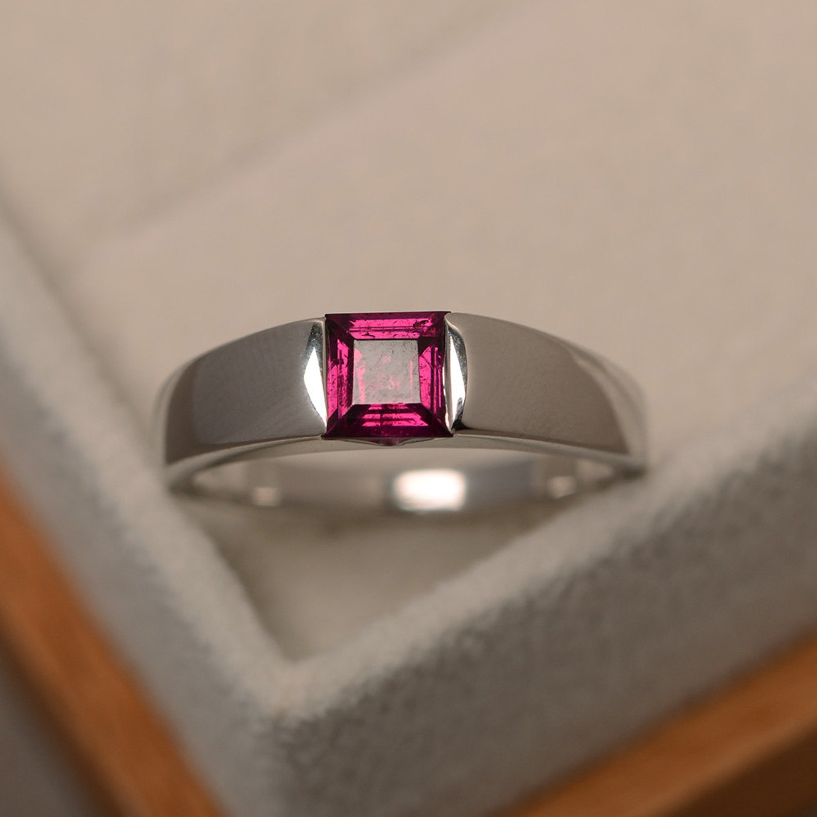 Pyrope Garnet Ring Solitaire Ring Square Cut Natural Garnet - Etsy