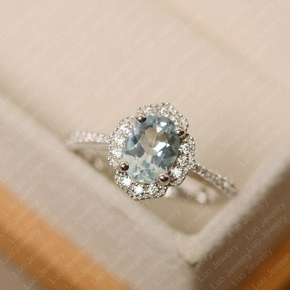 Aquamarine Ring Sterling Silver Engagement Ring for Women - Etsy