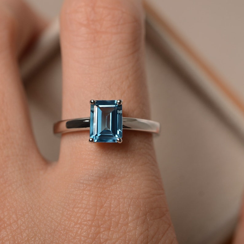 London Blue Topaz Ring Blue Gemstone Ring Solitaire Ring - Etsy