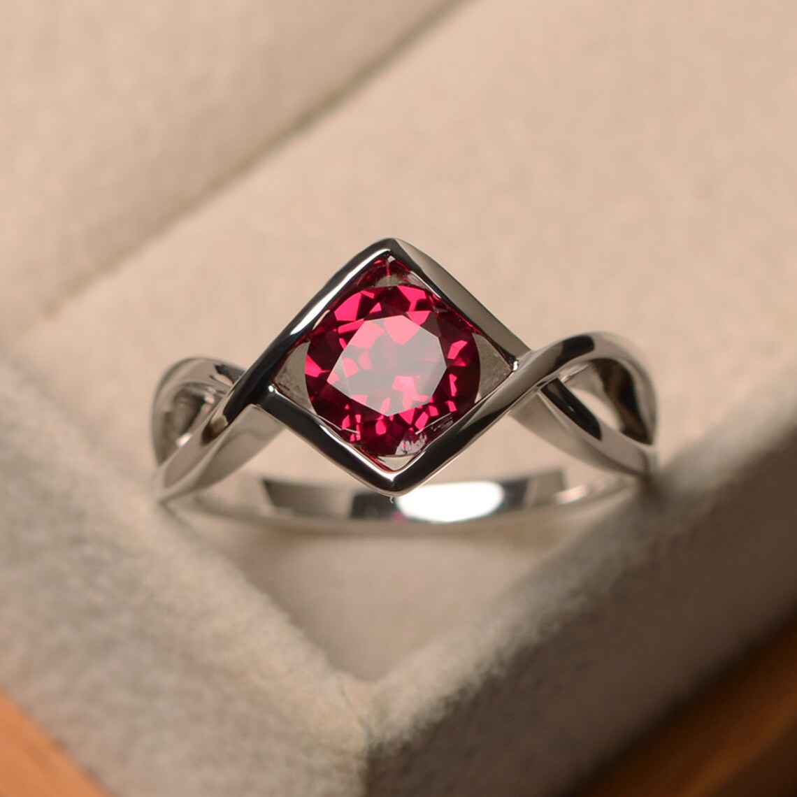 Ruby Promise Rings July Birthstone Rings Round Cut Red - Etsy