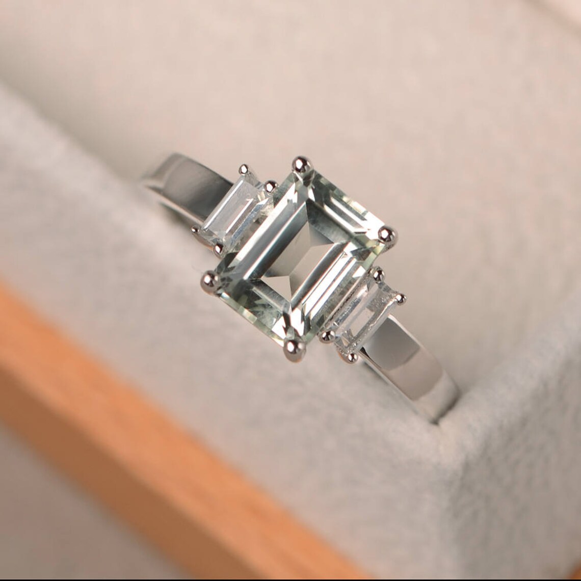 Wedding Ring Natural Green Amethyst Ring Emerald Cut - Etsy
