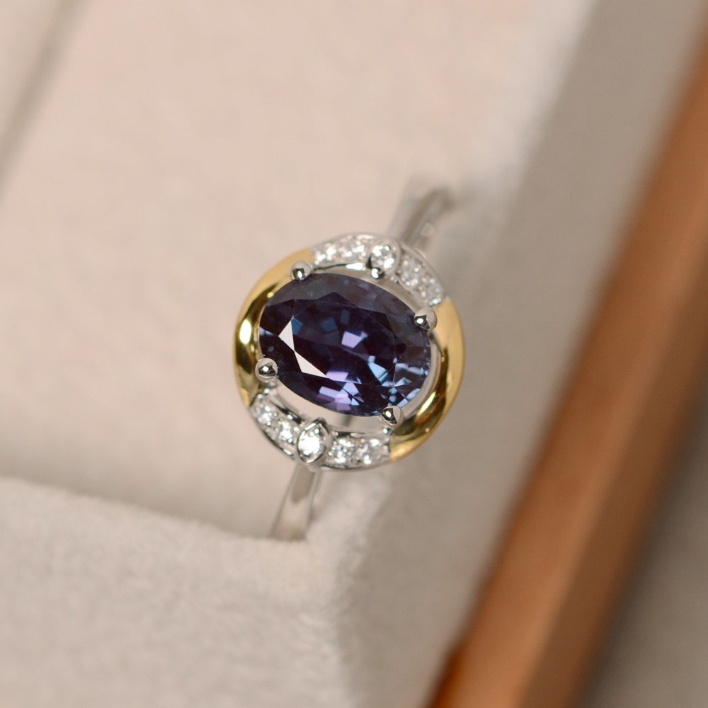 Alexandrite Ring Gold Yellow Gold Sterling Sivler Promise - Etsy