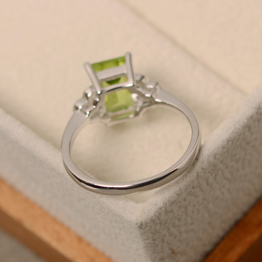 Peridot Ring Promise Ring August Birthstone Rectangle Ring - Etsy