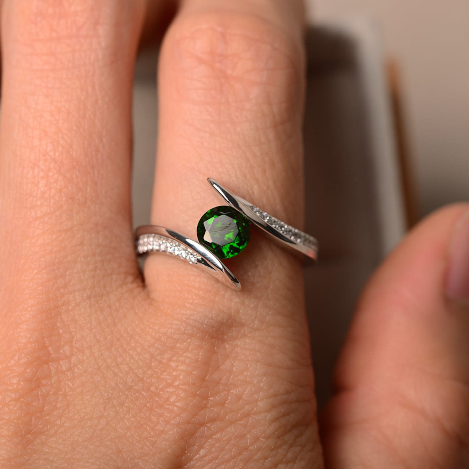 Diopside Ring Chrome Diopside Sterling Silver Wedding Ring - Etsy