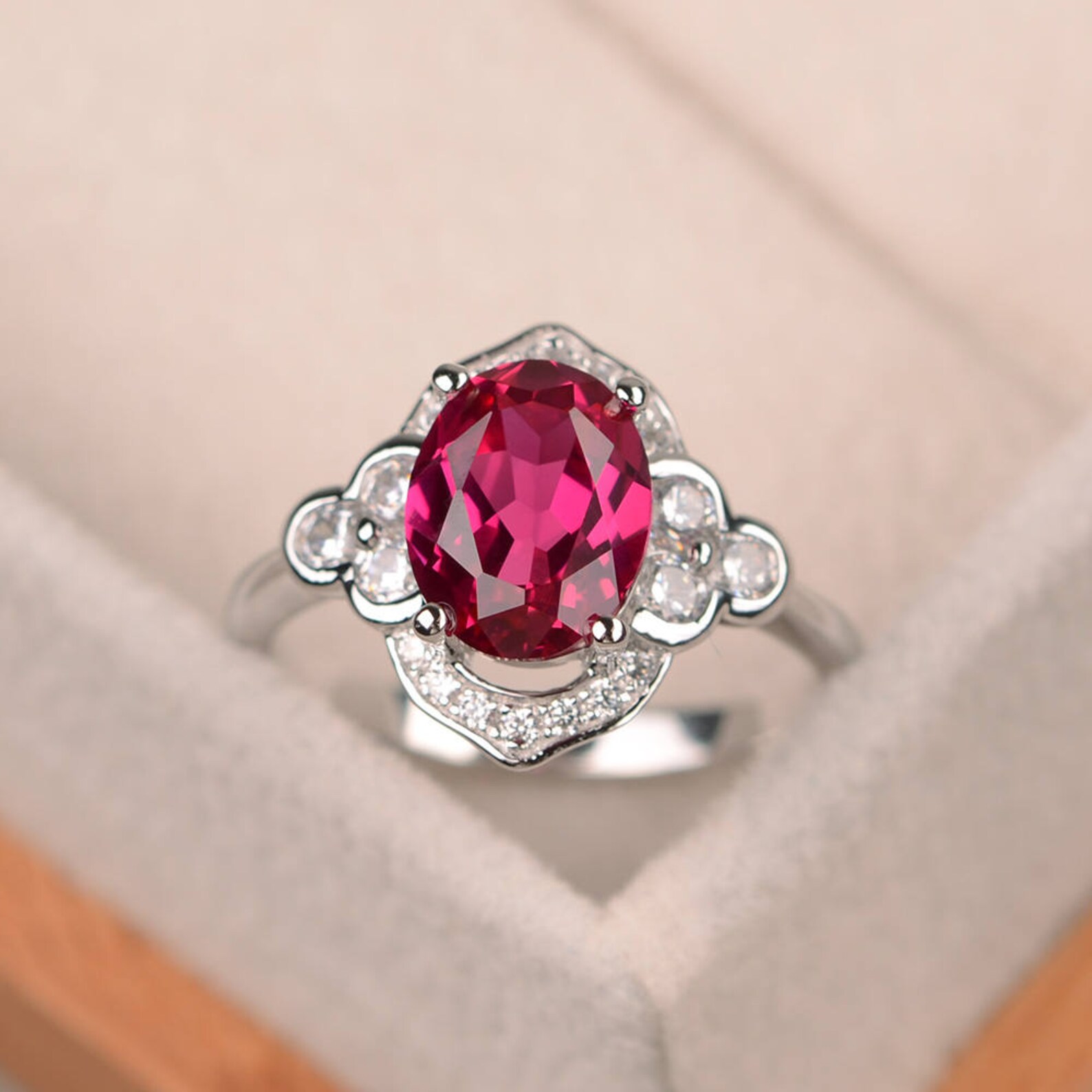 Oval Ruby Ring Ruby Engagement Rings Oval Ring Sterling - Etsy