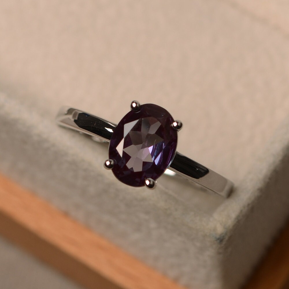 Color Changing Alexandrite Ring Oval Cut Silver Ring - Etsy