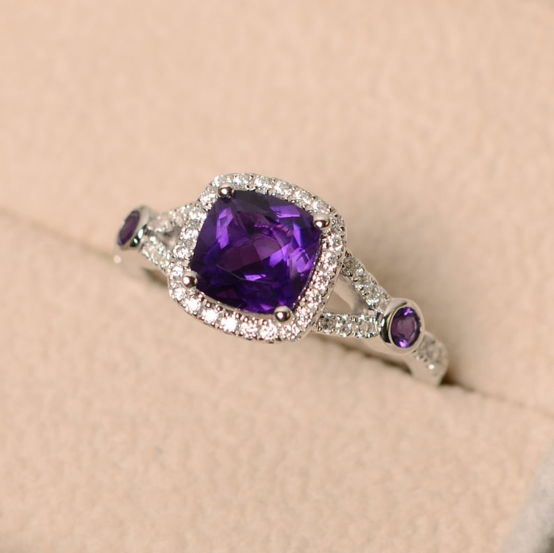 Engagement Ring, Amethyst Ring, Purple Crystal Ring, Gemstone Ring ...