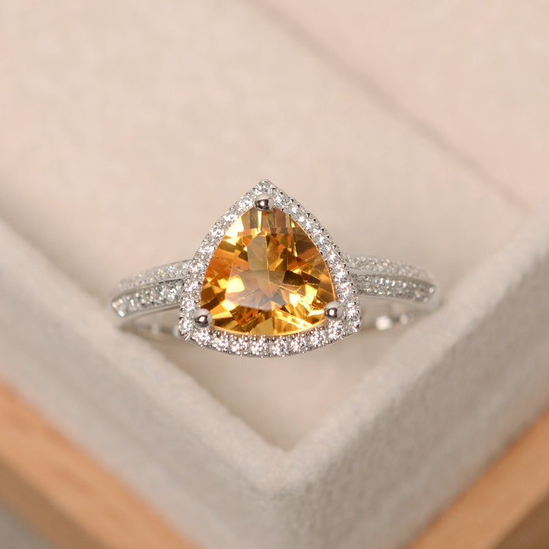 Citrine Ring November Birthstone Ring Triangle Cut Citrine - Etsy