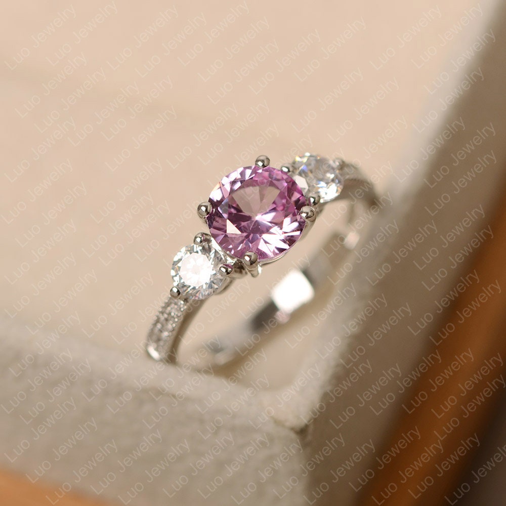 Pink Sapphire Ring Whit Gold Anniversary Ring for Women - Etsy