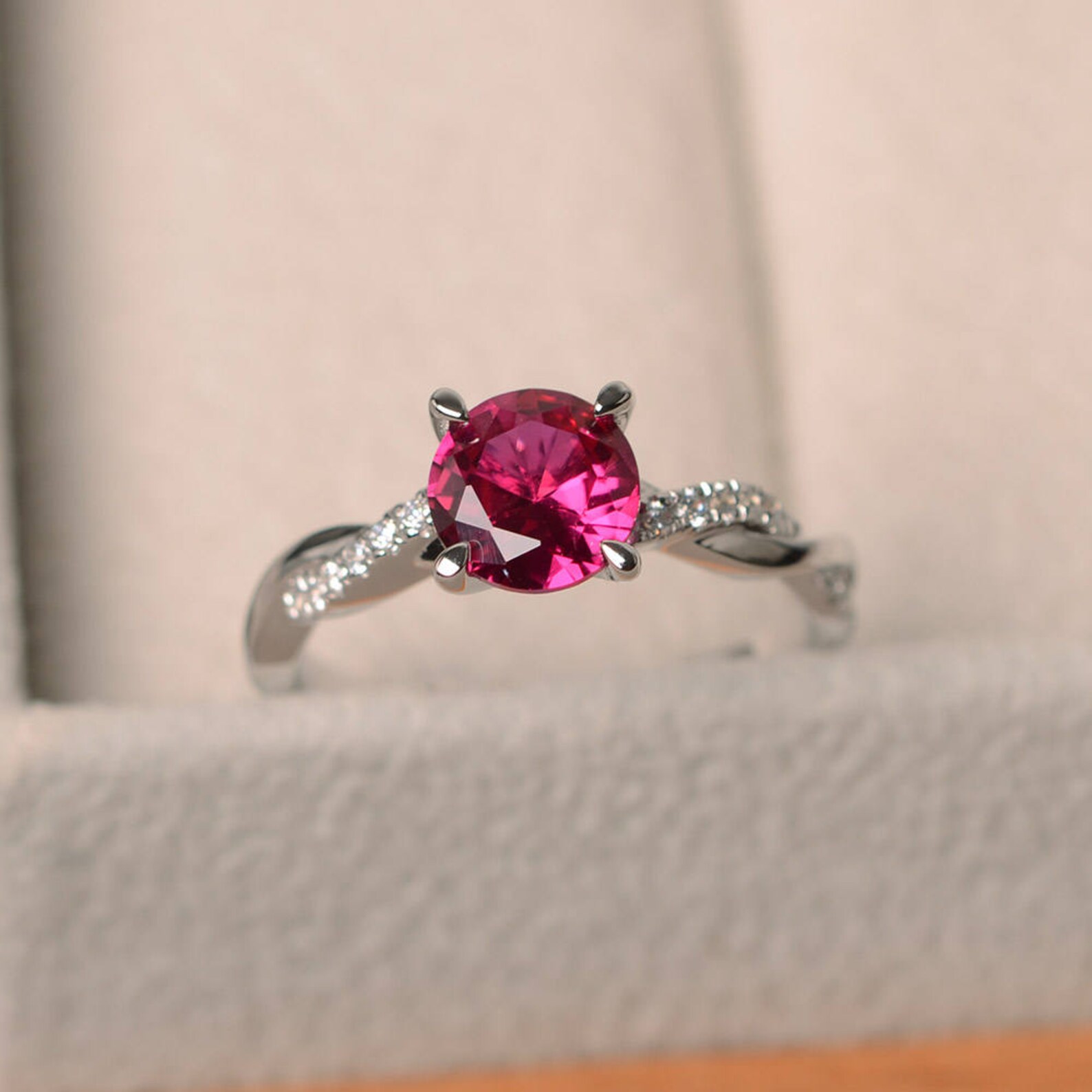 Ruby Promise Rings July Birthstone Round Cut Red Stone - Etsy