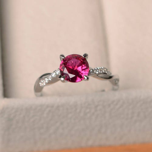 Ruby Promise Rings July Birthstone Round Cut Red Stone - Etsy