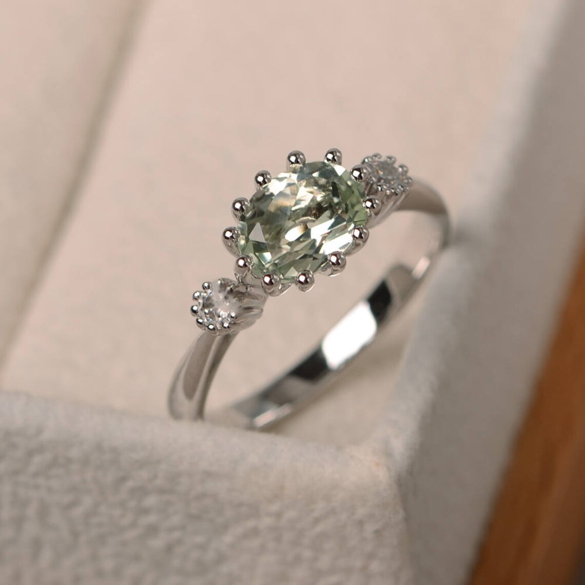 February Birthstone Engagement Ring Natural Green Amethyst - Etsy