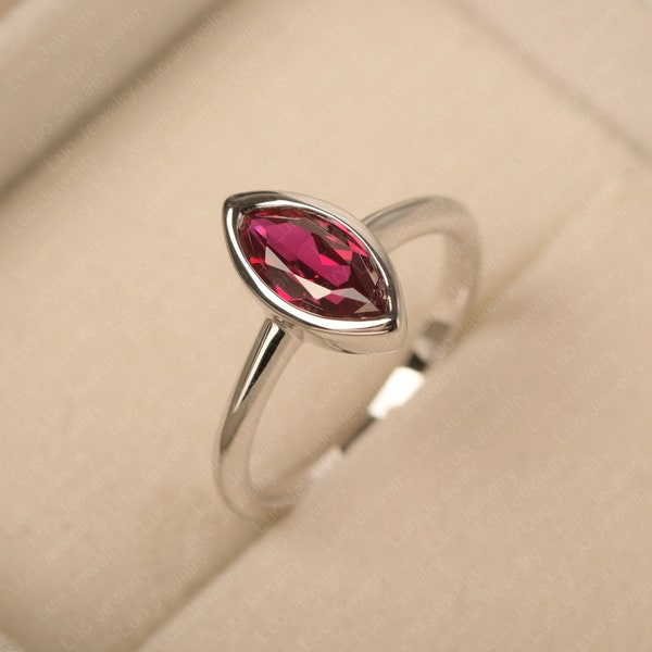 Marquise Ruby Ring - Etsy