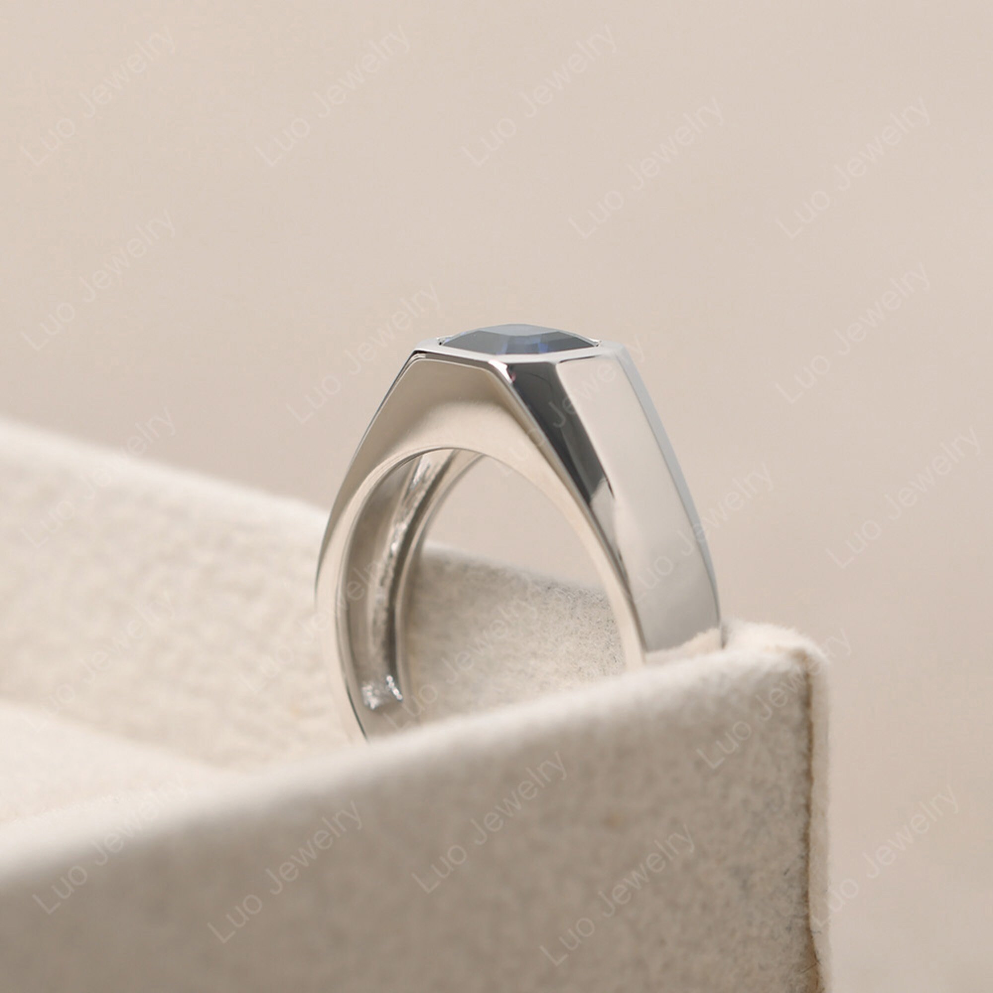 Retro Sapphire Anniversary Ring for Men Asscher Cut September - Etsy