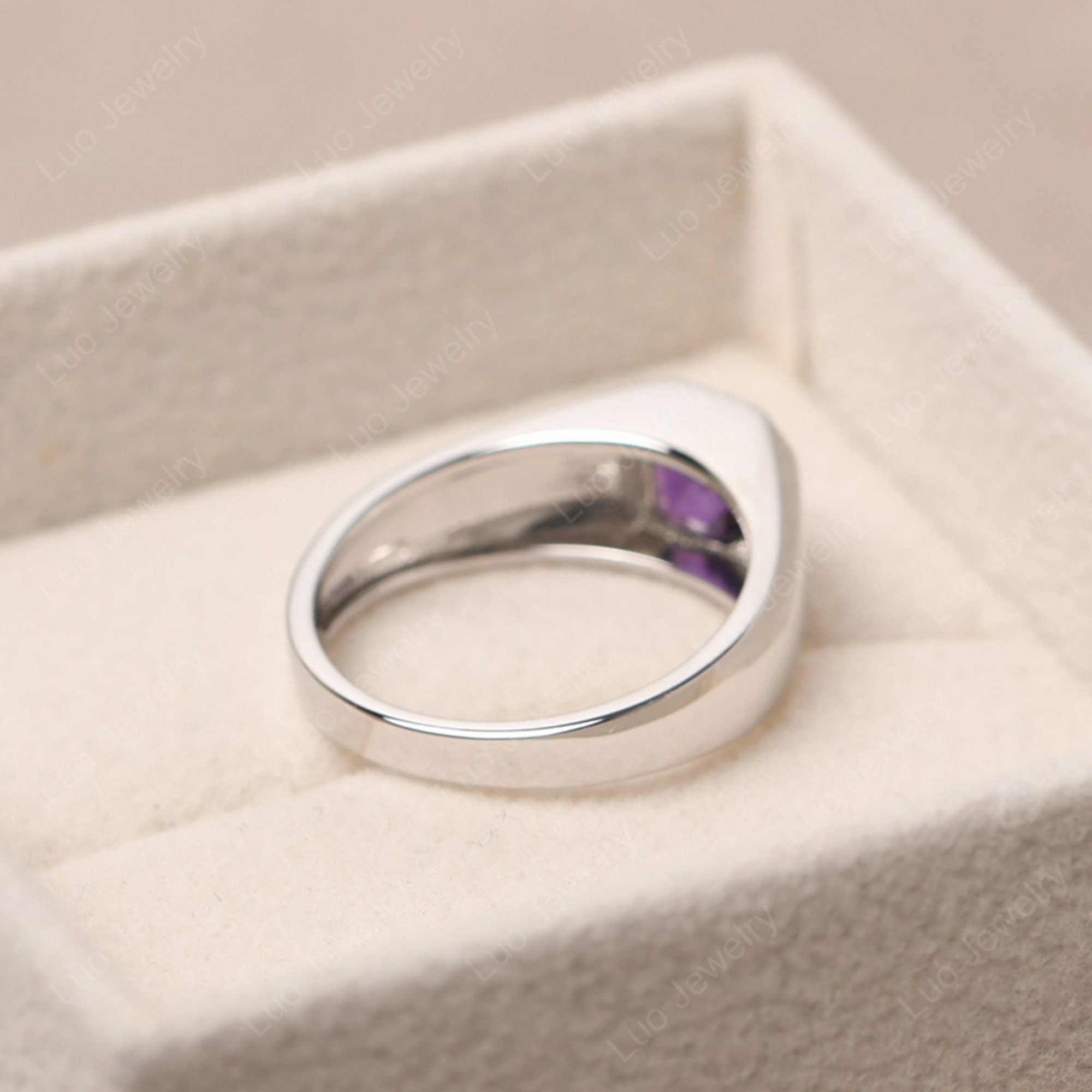 Wide Band Rings With Stone for Men Asscher Cut Amethyst - Etsy