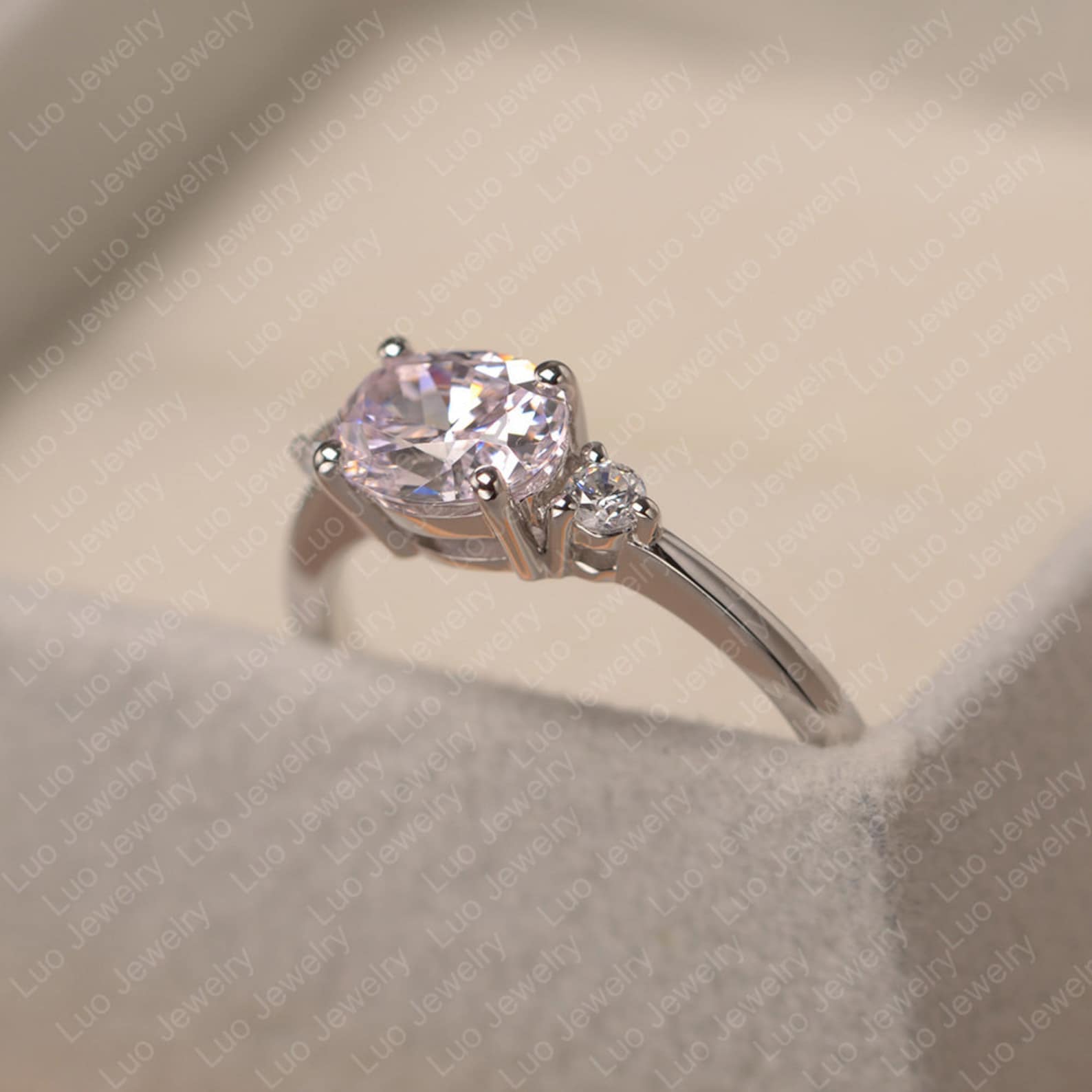 Pink cz ring oval cut pink stone ring sterling silver | Etsy