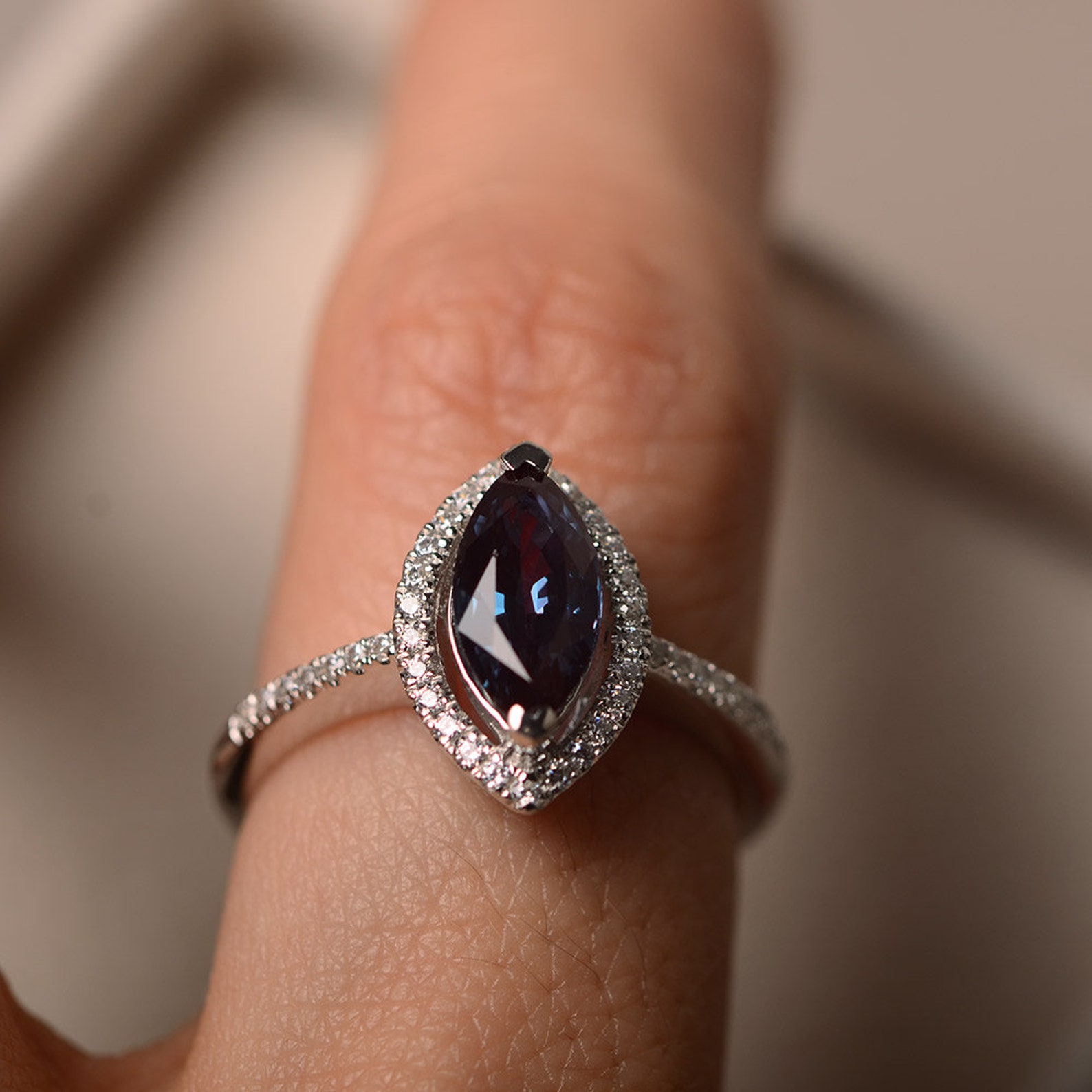 Marquise Cut Alexandrite Ring Engagement Ring Alexandrite - Etsy