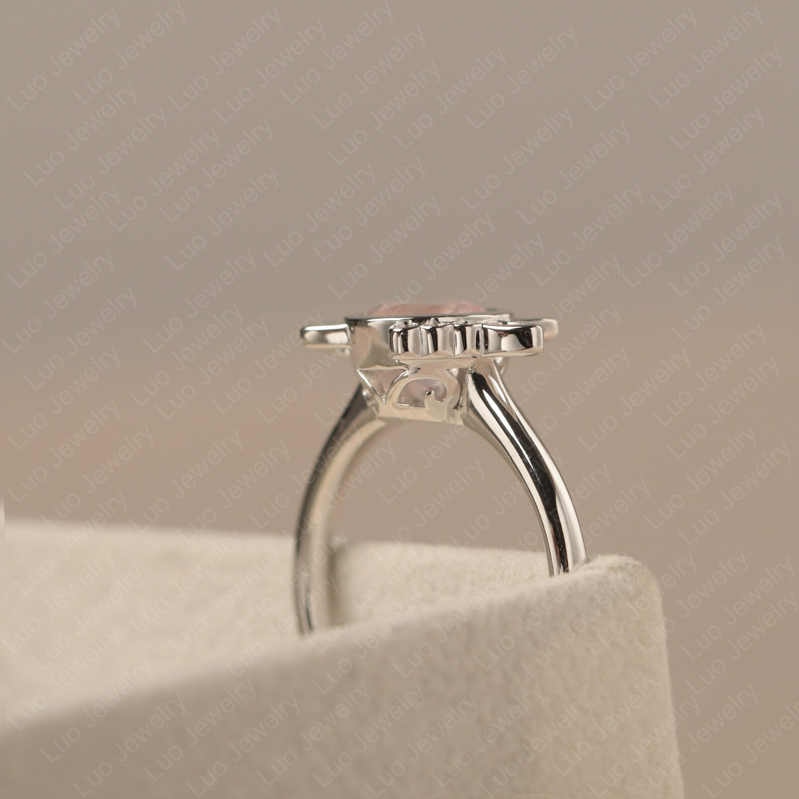 Lovely saturn ring real rose quartz engagement ring 14k | Etsy