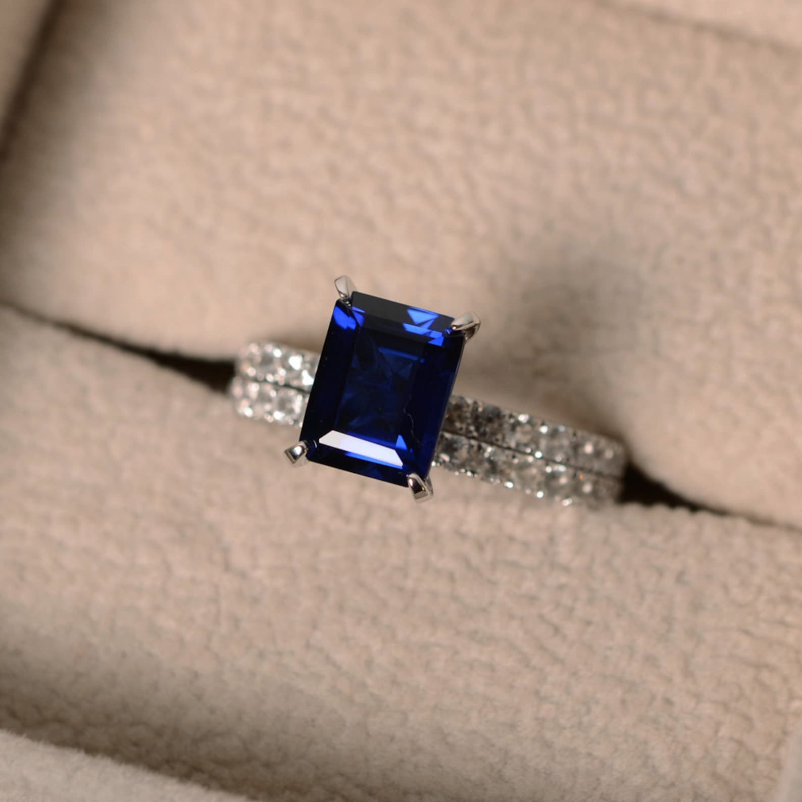 Sapphire Engagement Ring September Birthstone Sterling - Etsy