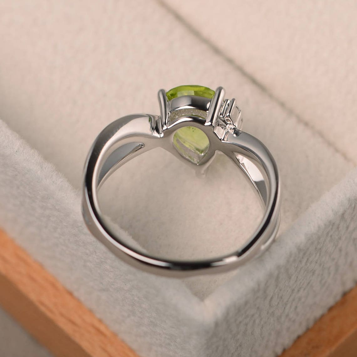 Natural Green Peridot Ring Promise Ring Pear Cut Gemstone - Etsy