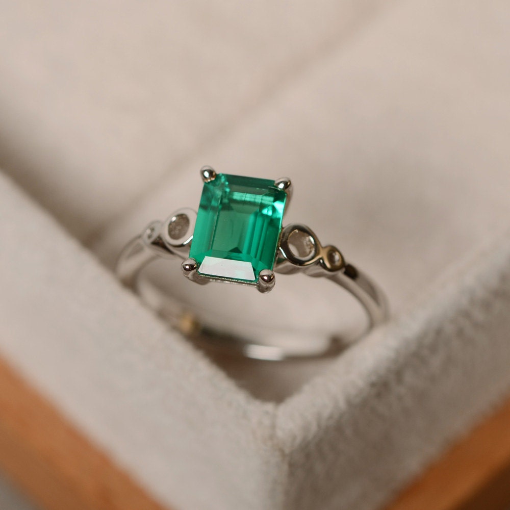 Emerald Ring Solitaire Ring Green Gemstone Emerald Promise - Etsy UK